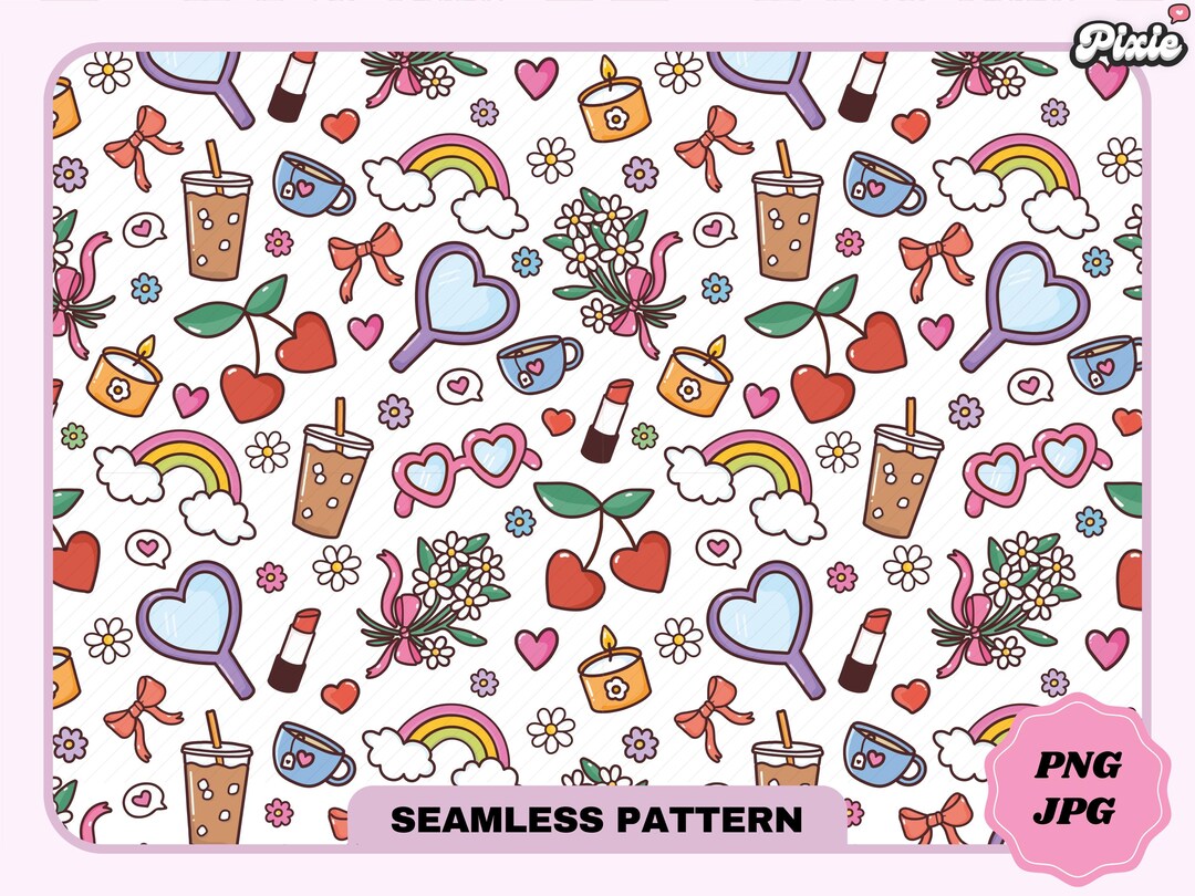 I'm Just A Girl Seamless Pattern PNG JPG, Trendy Popular Y2k Girly ...