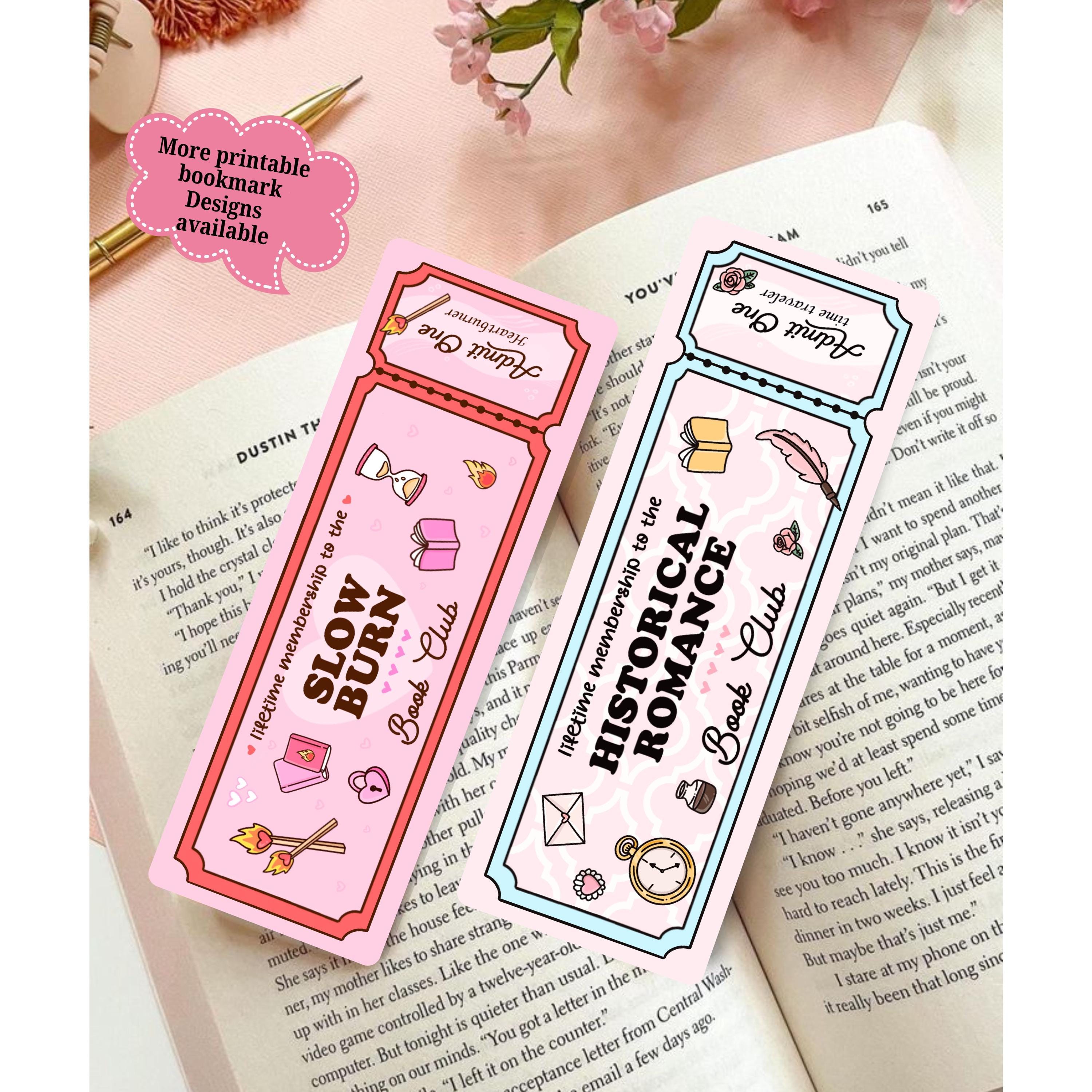 Slow Burn Romance Book Club Ticket Bookmark PNG, Cute Trendy Aesthetic ...
