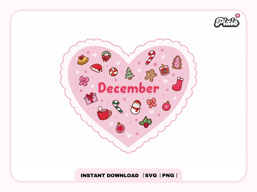 Cute December Heart SVG PNG, Kindle Girl, Cute Trendy Popular Christmas ...