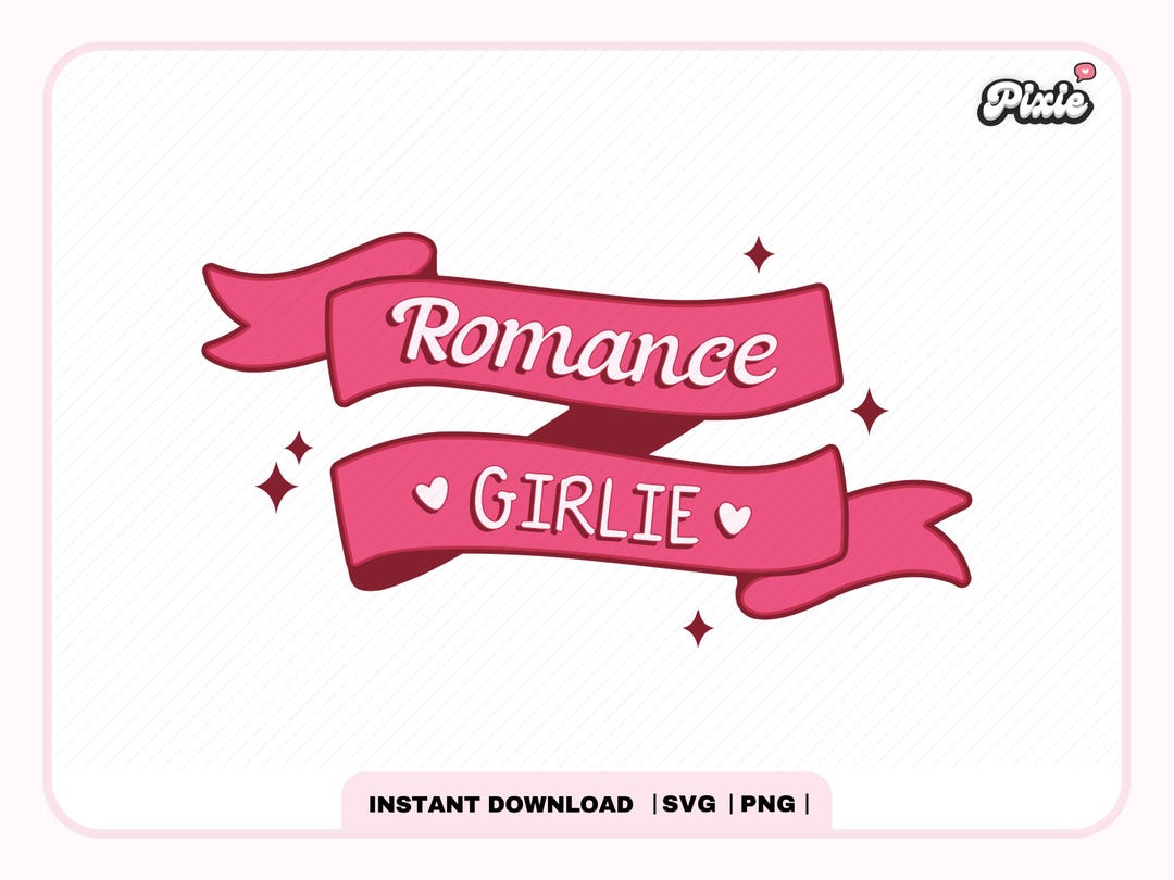 Romance Girlie Banner SVG PNG, Cute Trendy Popular Creative Romance ...