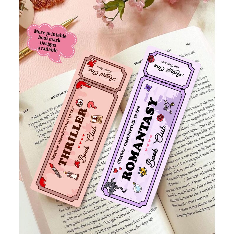 Thriller Book Club Ticket Bookmark PNG, Cute Trendy Aesthetic Horror ...