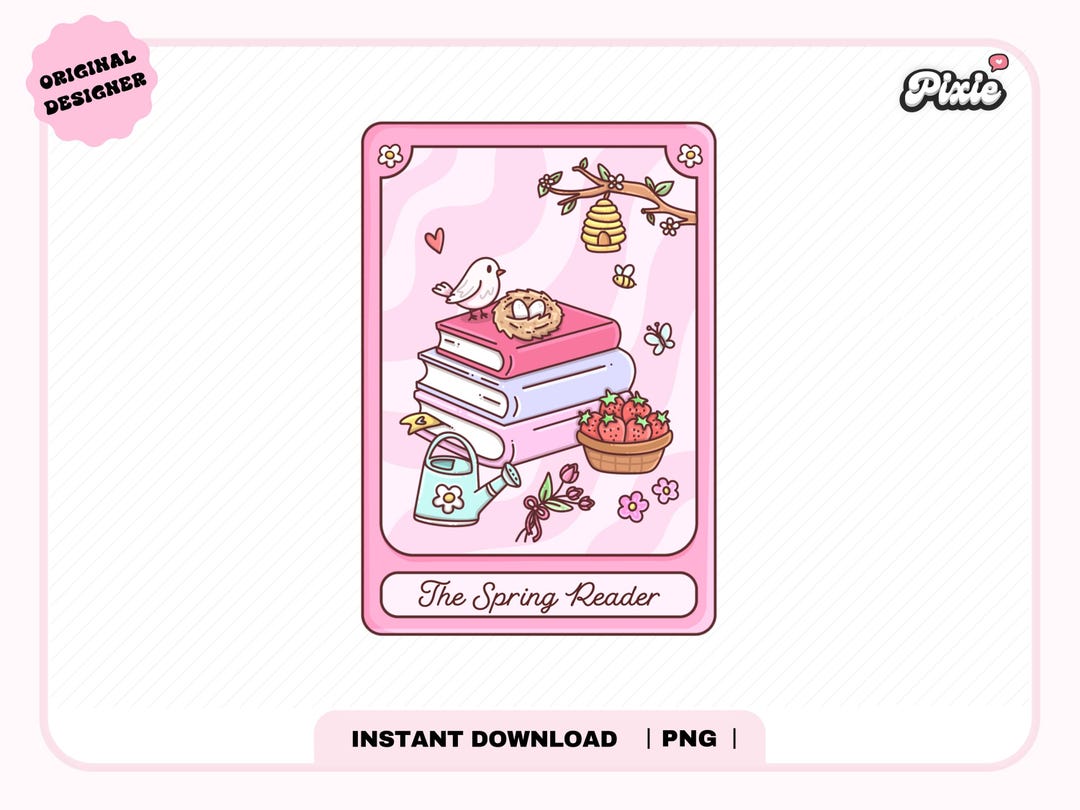 The Spring Reader Tarot Card PNG, Cute Trendy Spring Floral Cozy ...