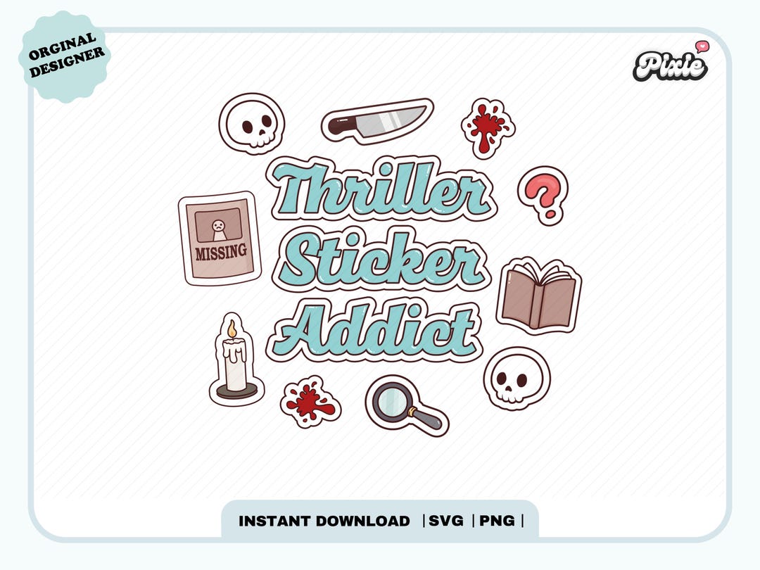 Thriller Book Sticker Addict SVG PNG, Cute Trendy Aesthetic Popular ...