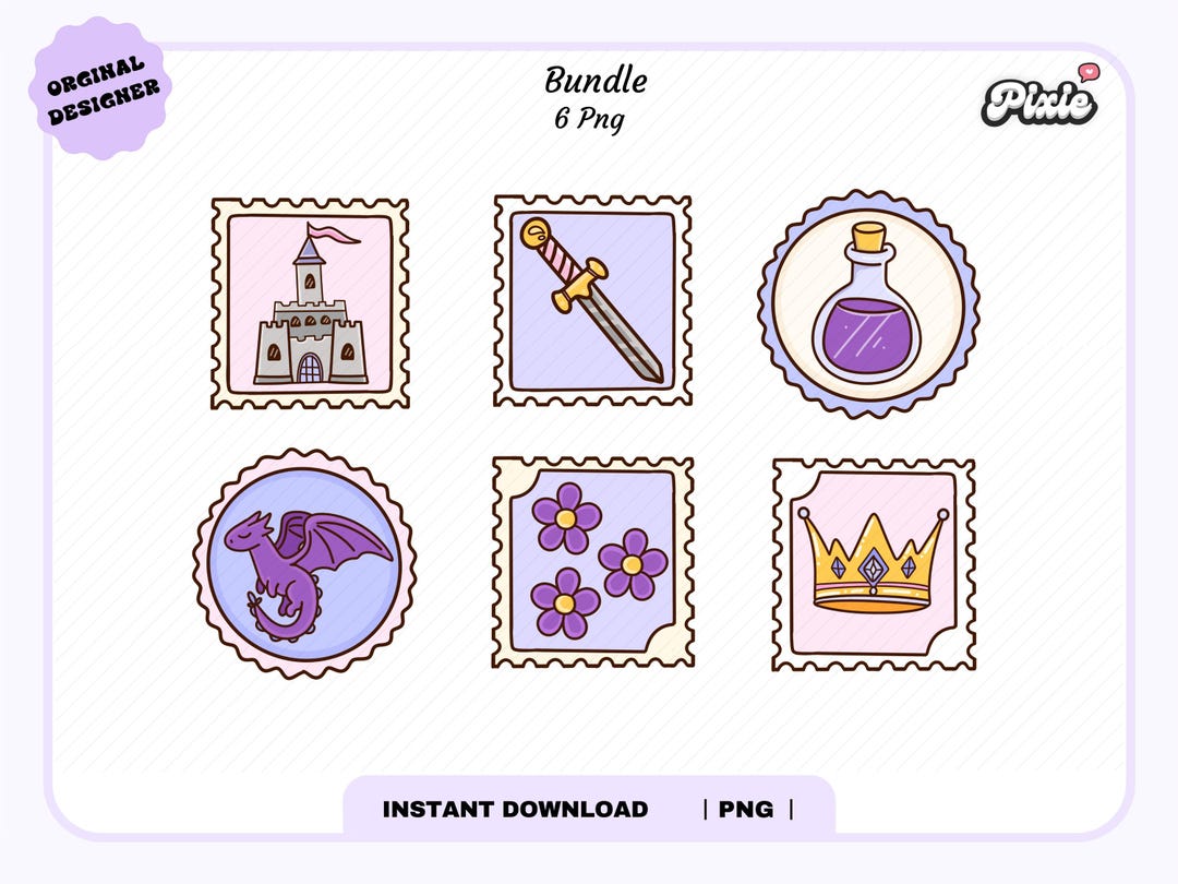 Fantasy Book Postage Stamps PNG Bundle, Cute Trendy Popular Aesthetic ...