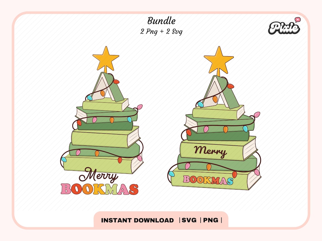 Merry Bookmas Christmas Tree SVG PNG, Cute Trendy Aesthetic Popular ...