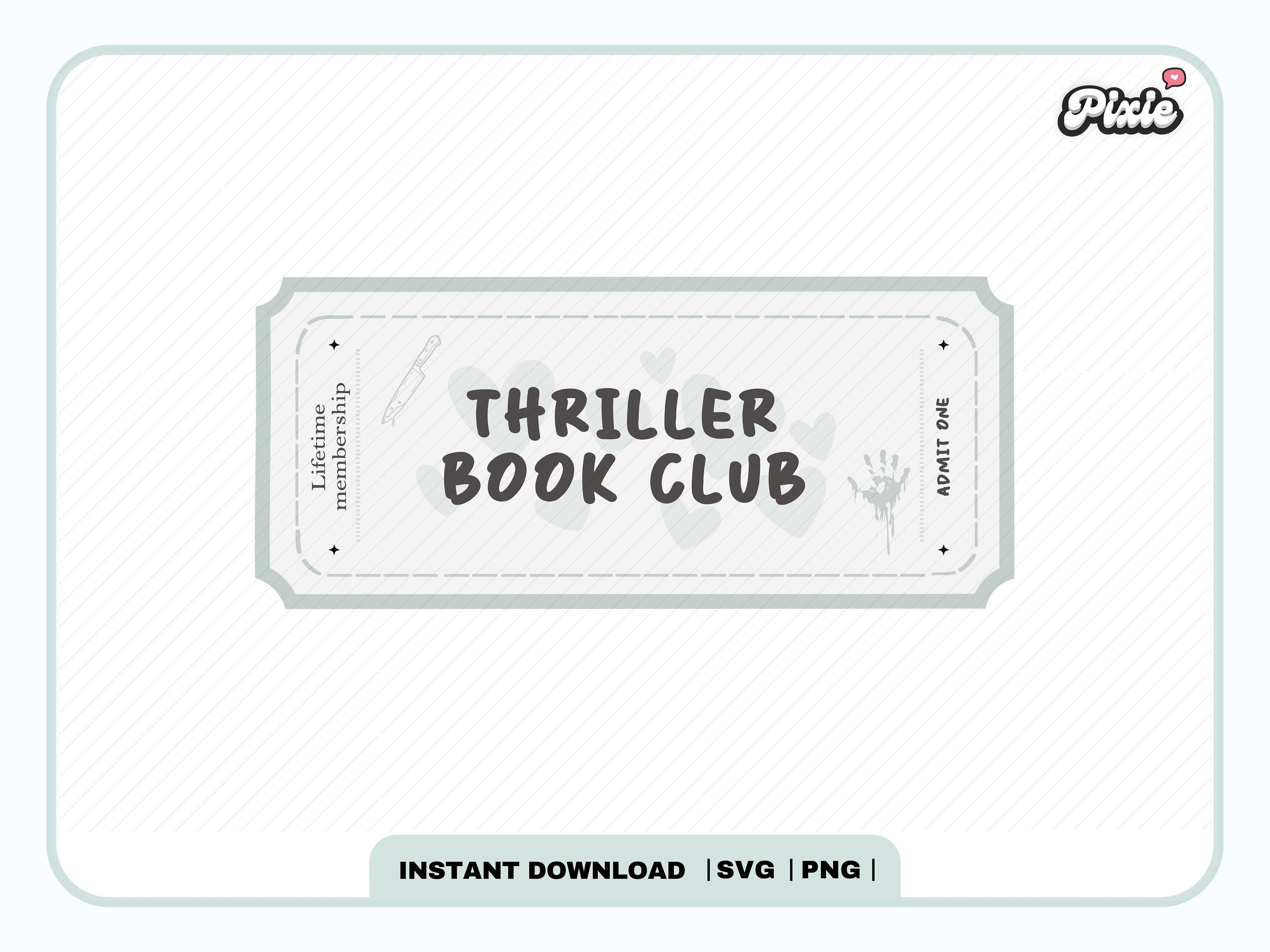 Thriller Book Club Ticket SVG PNG, Cute Trendy Aesthetic Popular Book ...