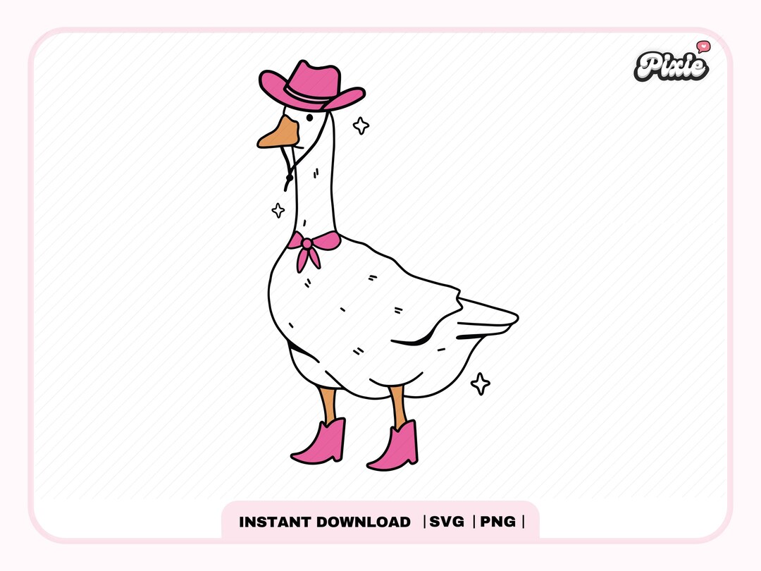 Pink Cowgirl Silly Goose PNG SVG, Trendy Cute Aesthetic Western Cowgirl ...