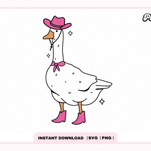 Pink Cowgirl Silly Goose PNG SVG, Trendy Cute Aesthetic Western Cowgirl ...