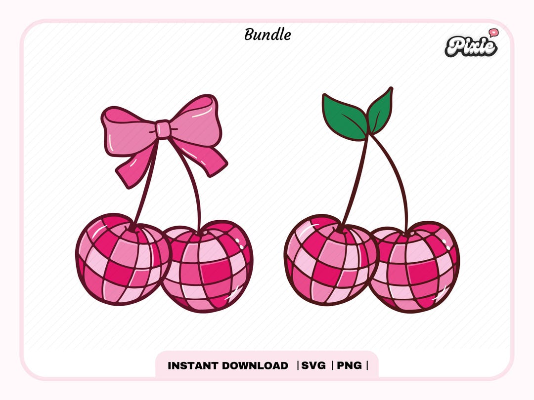 Disco Cherry Ball SVG PNG Bundle, Trendy Retro Cherry Svg, Aesthetic ...