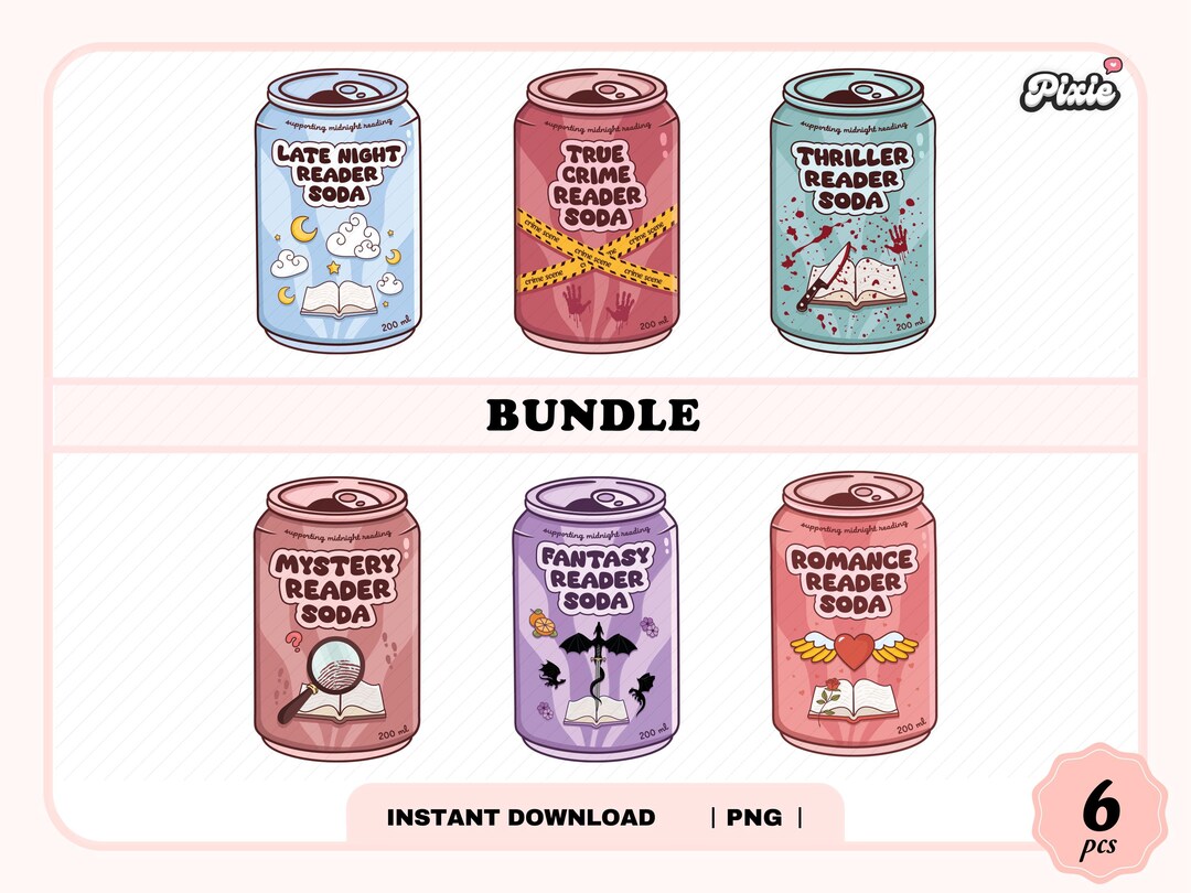 Book Reader Soda Pop Bundle PNG, Cute Trendy Aesthetic Bookish Fantasy ...