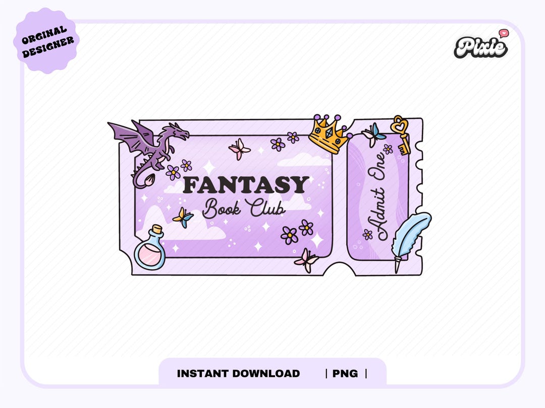 Fantasy Book Club Ticket PNG, Cute Trendy Aesthetic Fantasy Fourth Wing ...