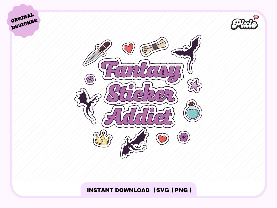 Fantasy Book Sticker Addict PNG SVG, Cute Trendy Aesthetic Fantasy ...