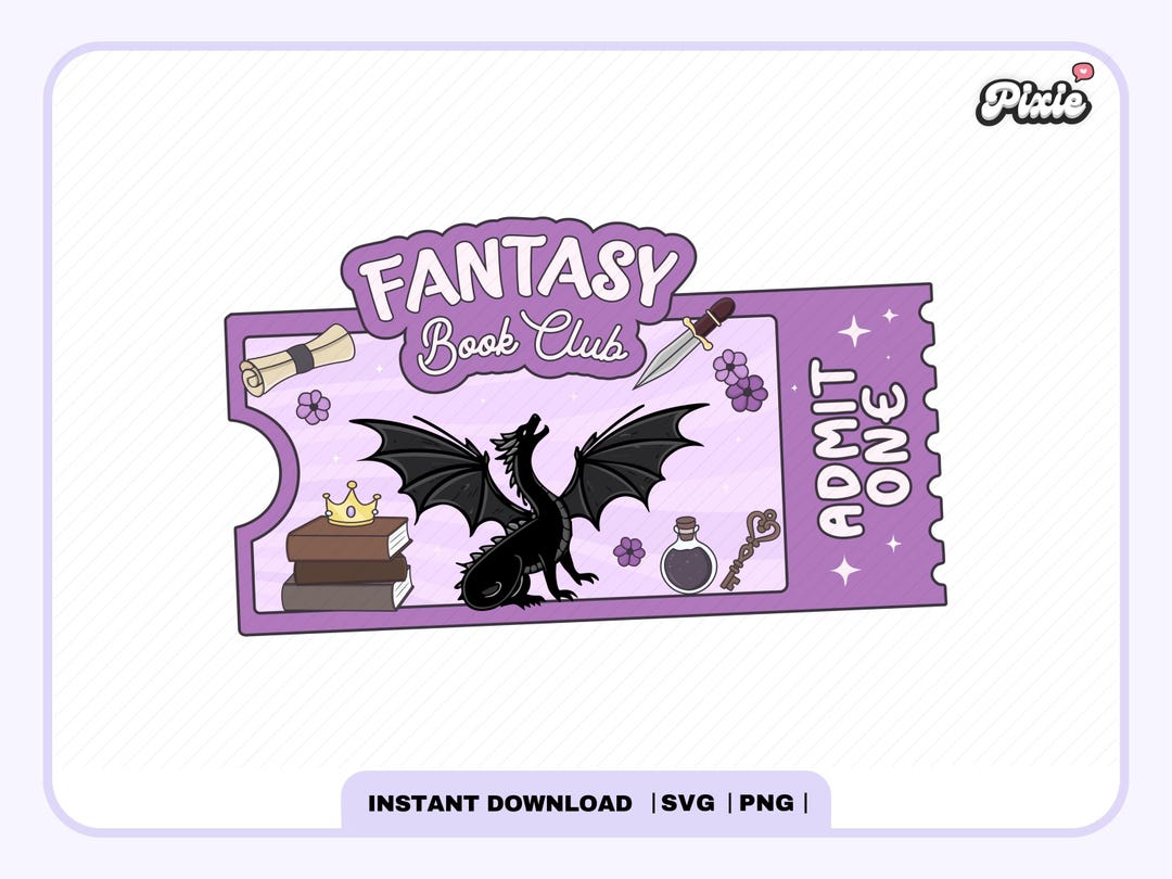 Fantasy Book Club Ticket SVG PNG, Cute Trendy Aesthetic Fantasy Fourth ...