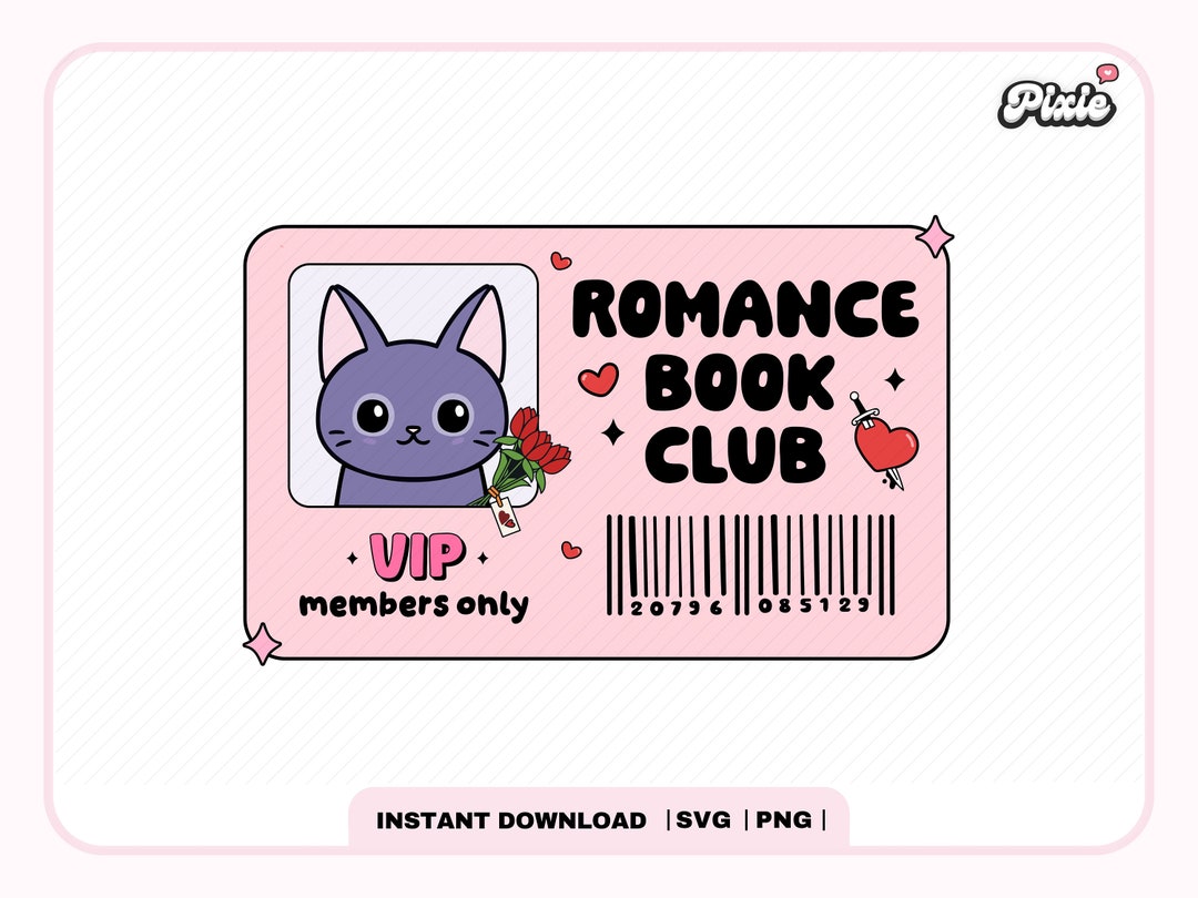 Romance Book Club Library Card SVG PNG, Cute Trendy Popular Creative ...