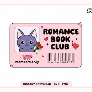 Romance Book Club Library Card SVG PNG, Cute Trendy Popular Creative ...