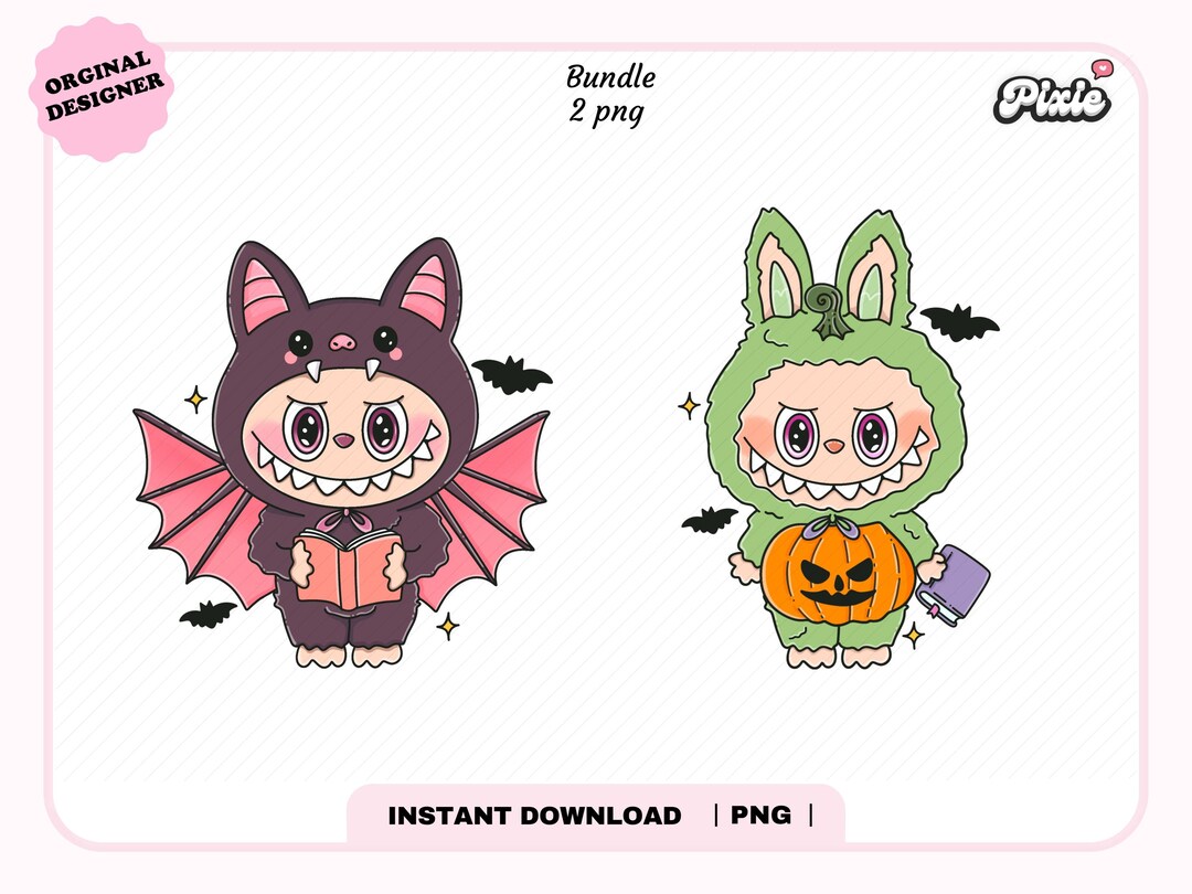 Halloween Bookish Labubu Bundle PNG, Cute Trendy Aesthetic Popular ...