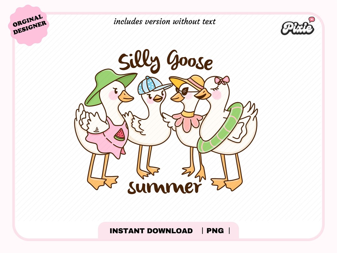 Silly Goose Summer PNG, Trendy Cute Groovy Goose Summer Spring Retro ...