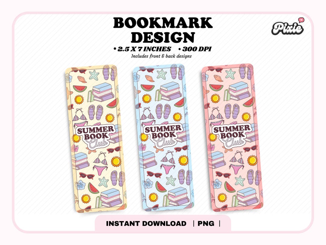 Summer Season Book Club Bookmark Bundle PNG, Cute Trendy Aesthetic ...