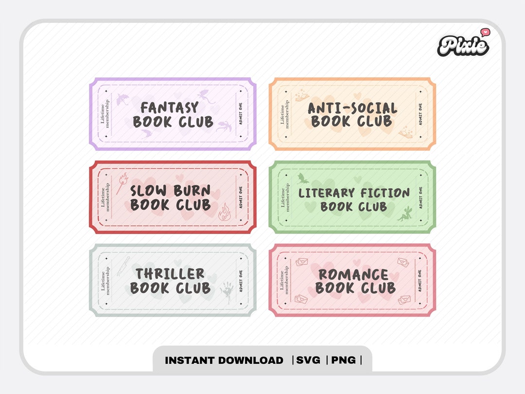 Bookish Ticket Bundle SVG PNG, Cute Trendy Aesthetic Popular Book Lover ...
