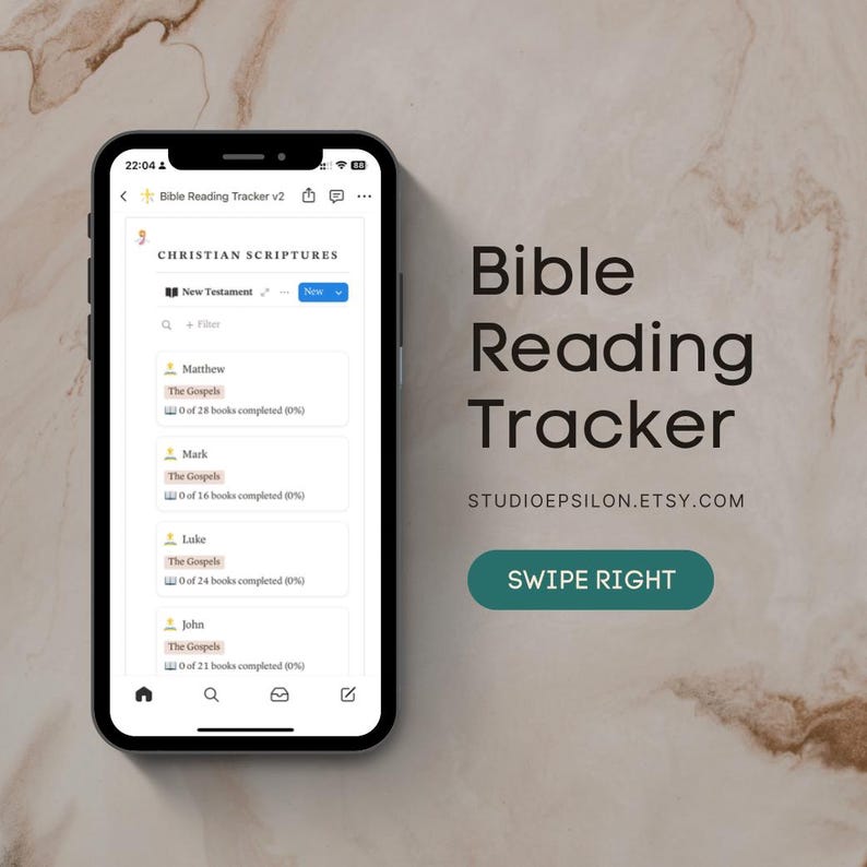 Bible Reading Tracker Notion Template | Scripture Study, Prayer Journal ...