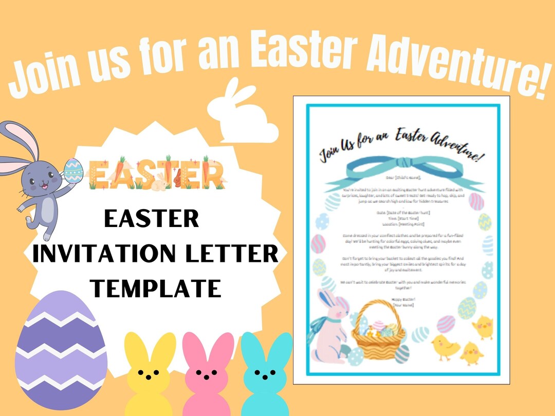 Easter Egg Hunt Invitation Letter Template Editable Easter Treasure ...