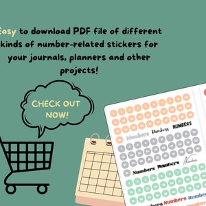 Digital Sticker Numbers Sheets Printable Days Dates Sticker Bundle ...