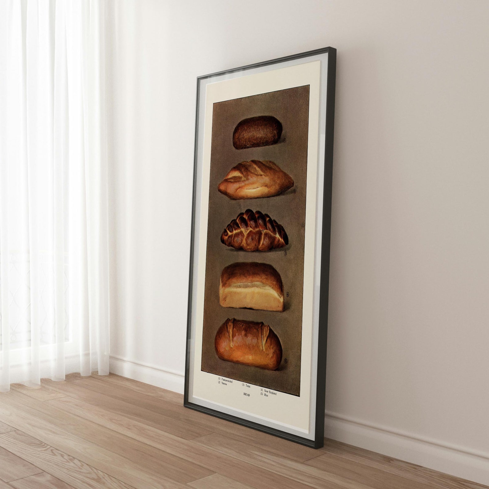 Vintage Bread Print Painting | Kitchen Art | Framed Bread Art | Bread ...