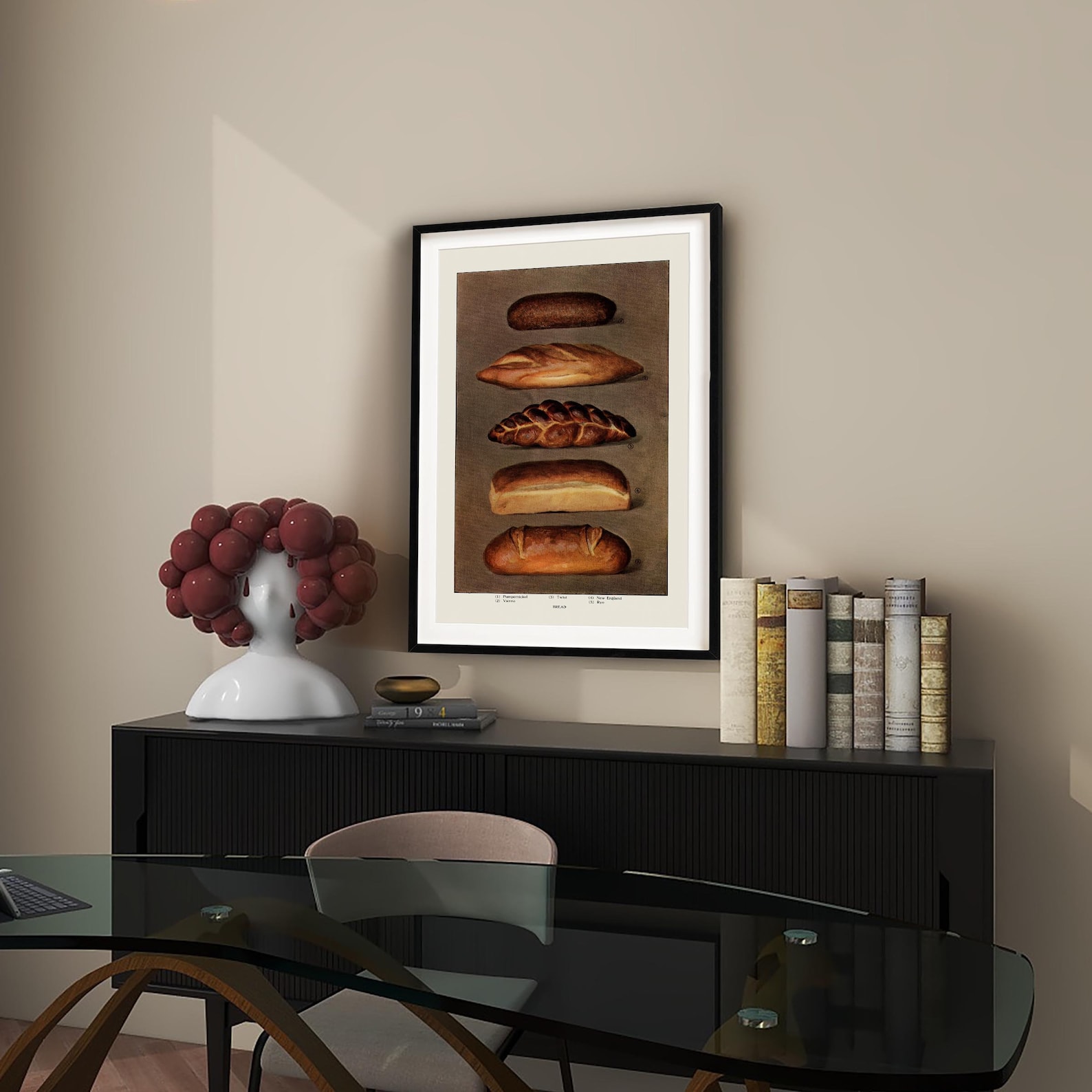 Vintage Bread Print Painting | Kitchen Art | Framed Bread Art | Bread ...