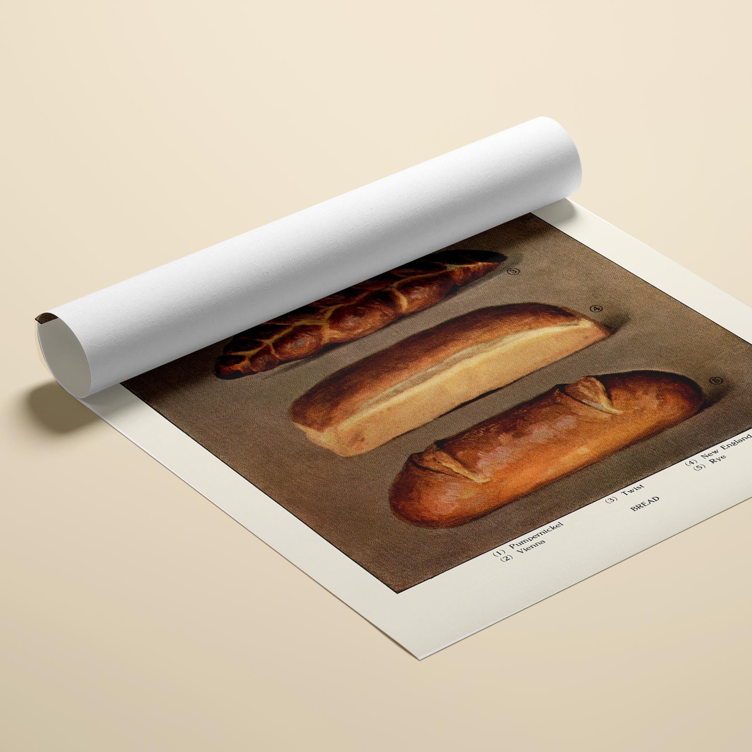 Vintage Bread Print Painting | Kitchen Art | Framed Bread Art | Bread ...