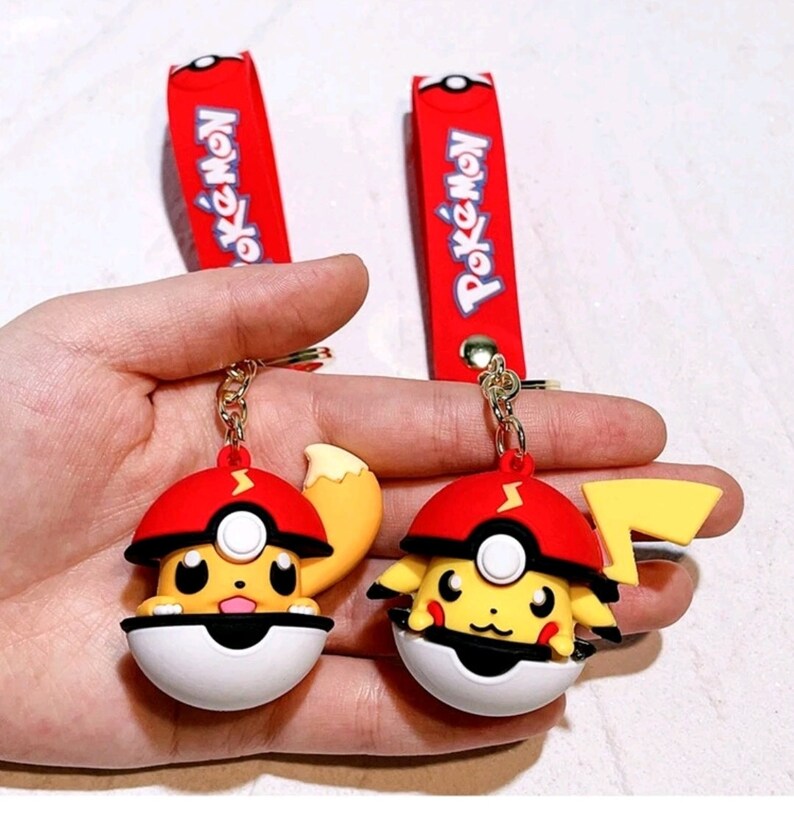 Pokemon Pokeball Keychain Pikachu, Squirtle, Bulbasaur, Eevee Figure ...