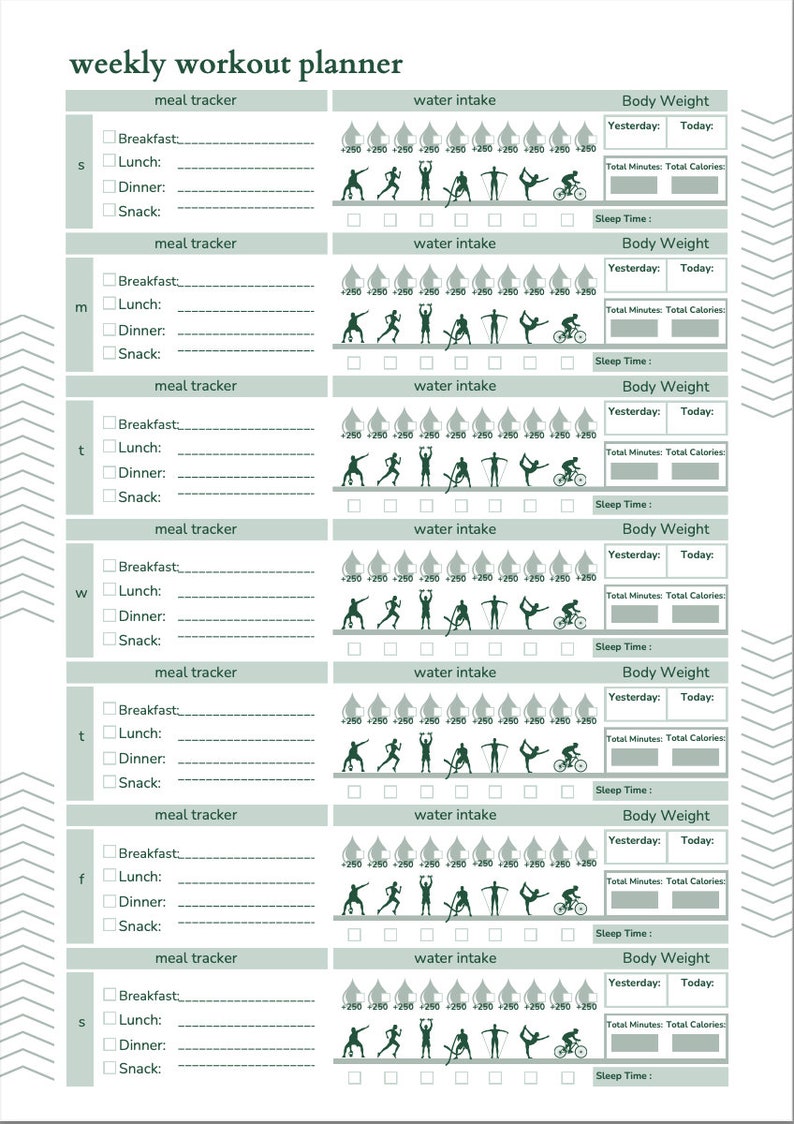 Fitness Plan Template - One Month - Etsy