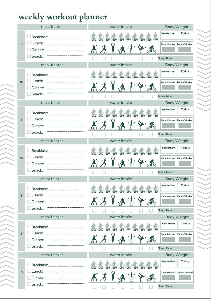 Fitness Plan Template - One Month - Etsy