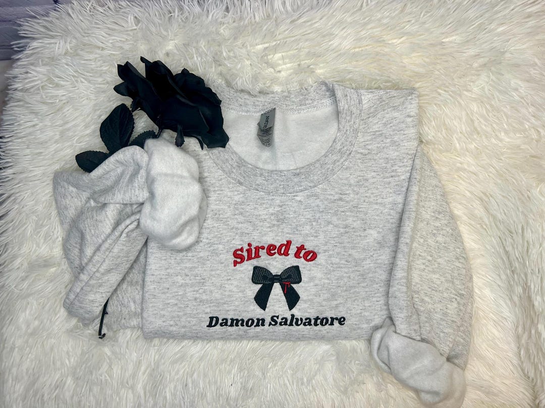Damon Salvatore Embroidered Crewneck the Vampire Diaries Shirt TVD Fan ...