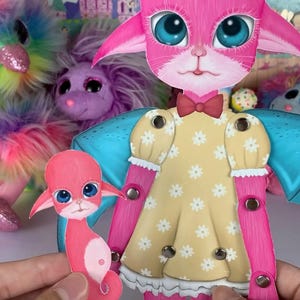 Printable Articulated Pink Bat Paper Doll Halloween Print and Assemble ...