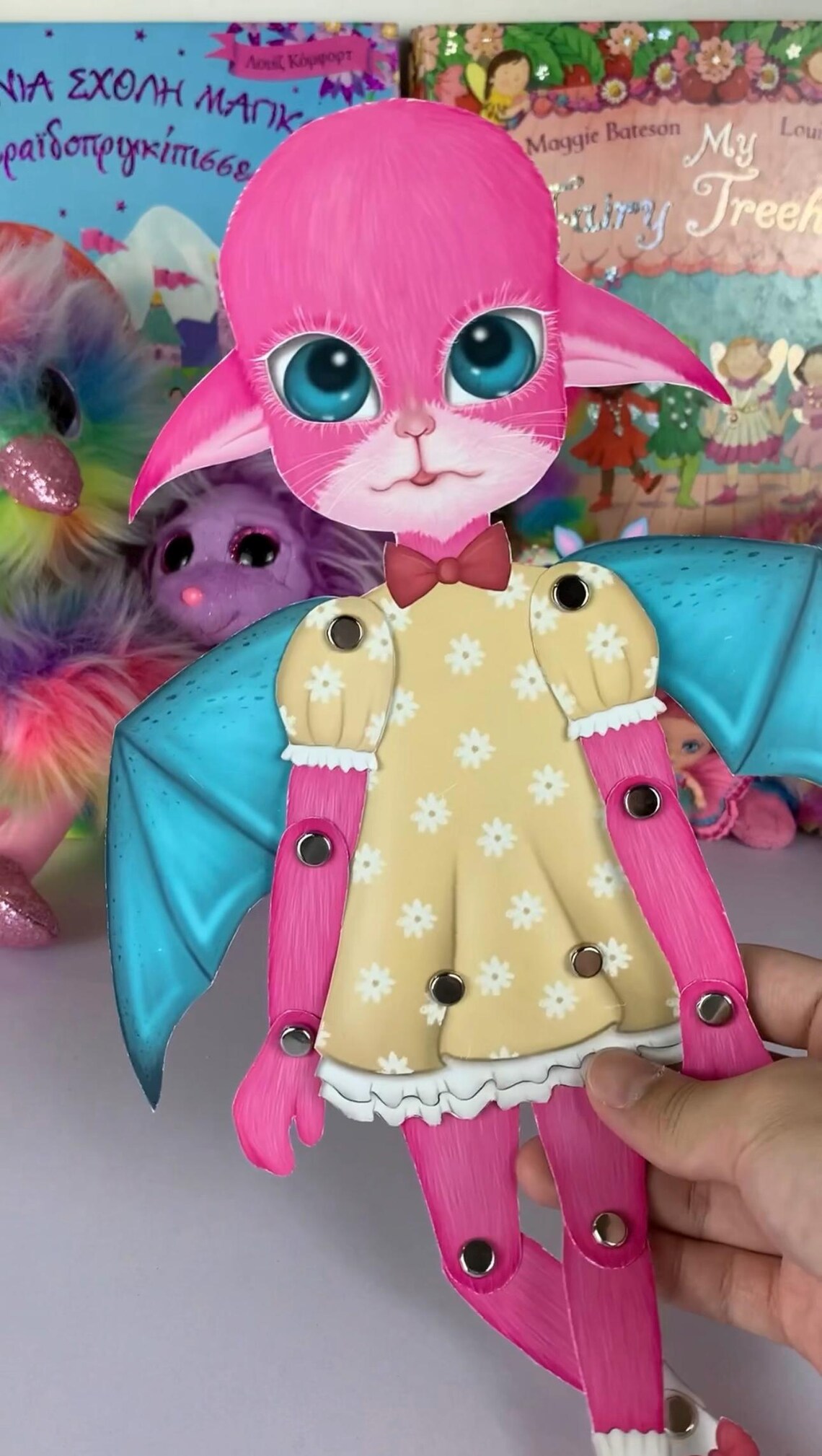 Printable Articulated Pink Bat Paper Doll Halloween Print and Assemble ...