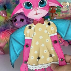 Printable Articulated Pink Bat Paper Doll Halloween Print and Assemble ...