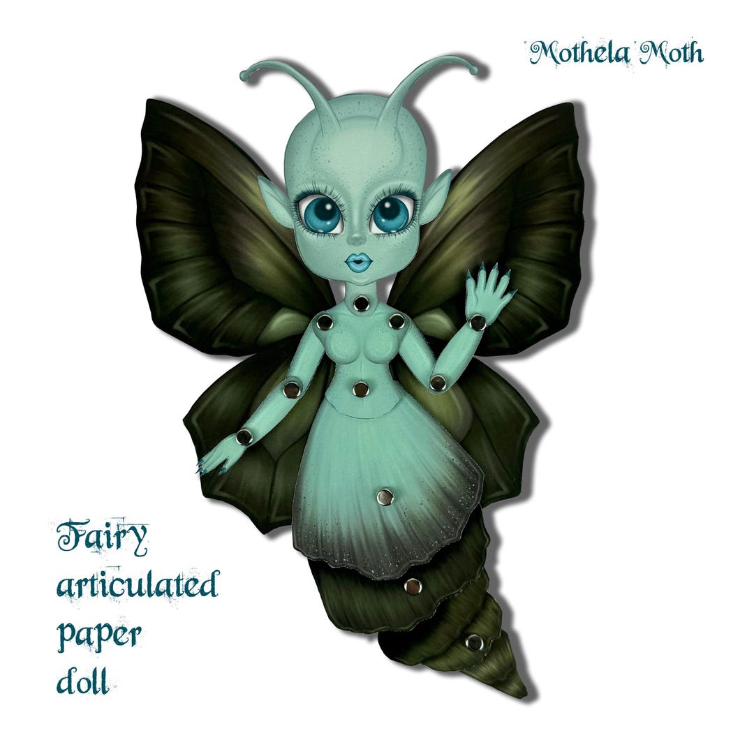 Printable Articulated Moth Fairy Paper Doll Halloween Print and ...