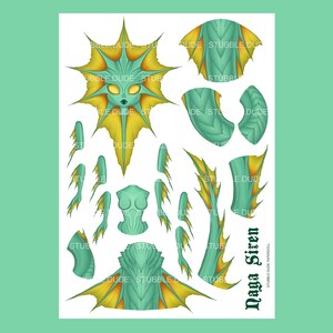 Printable Articulated Naga Siren Paper Doll Halloween Print and ...