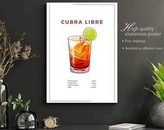 Cuba Libre Sign METAL Wall Art Classic Recipe Poster Kitchen Home Decor ...
