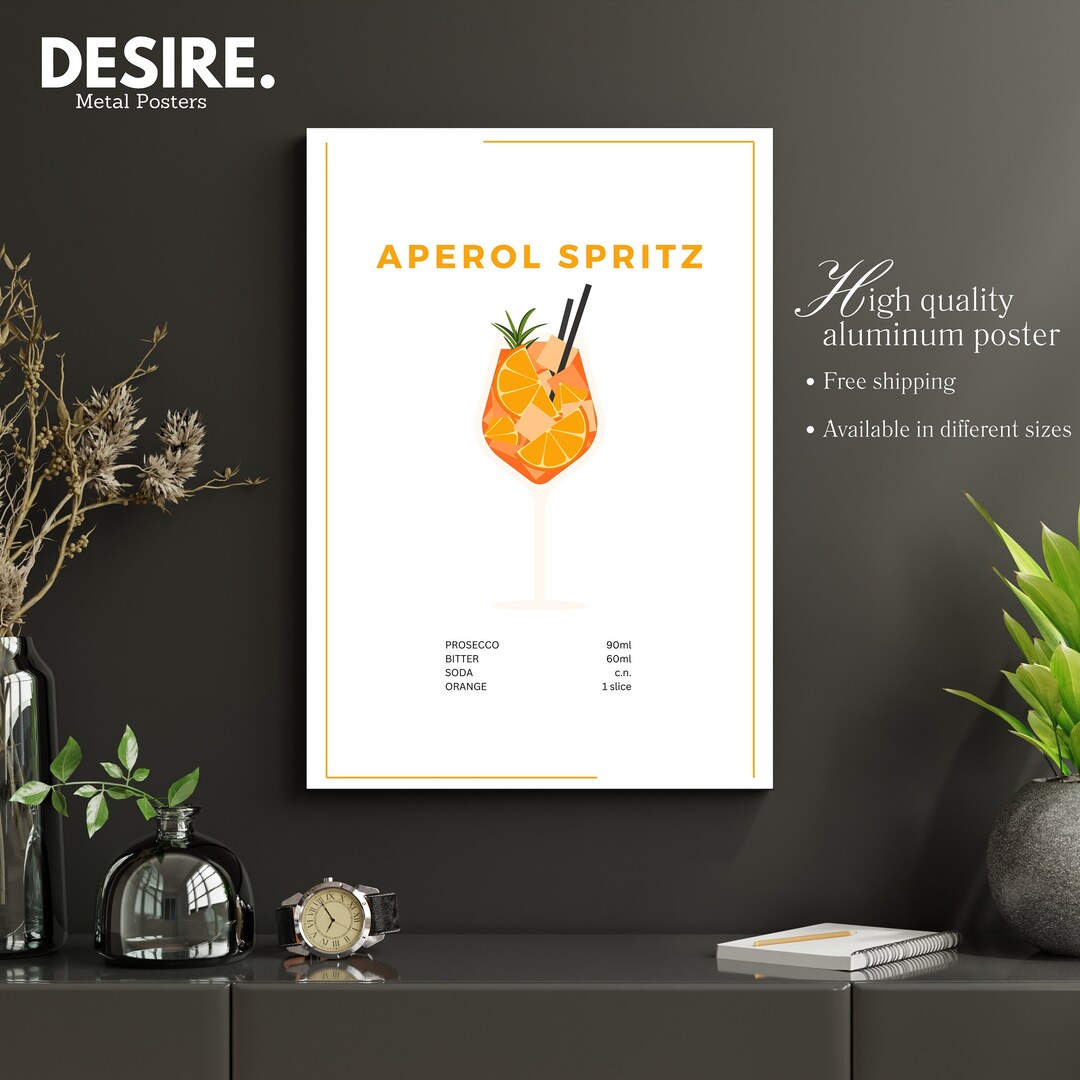 Aperol Spritz Cocktail Poster, Vintage Style Cocktail Print, Cocktail ...