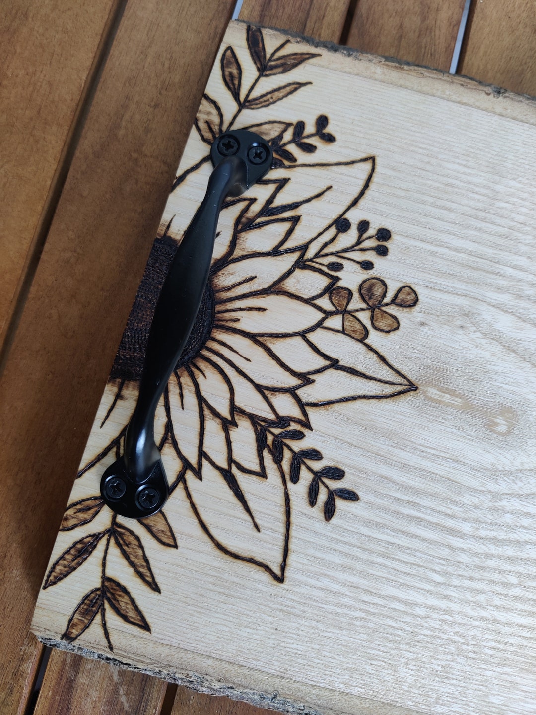 Cutting Board Sunflower Serving Board Charcuterie Board Pyrography ...