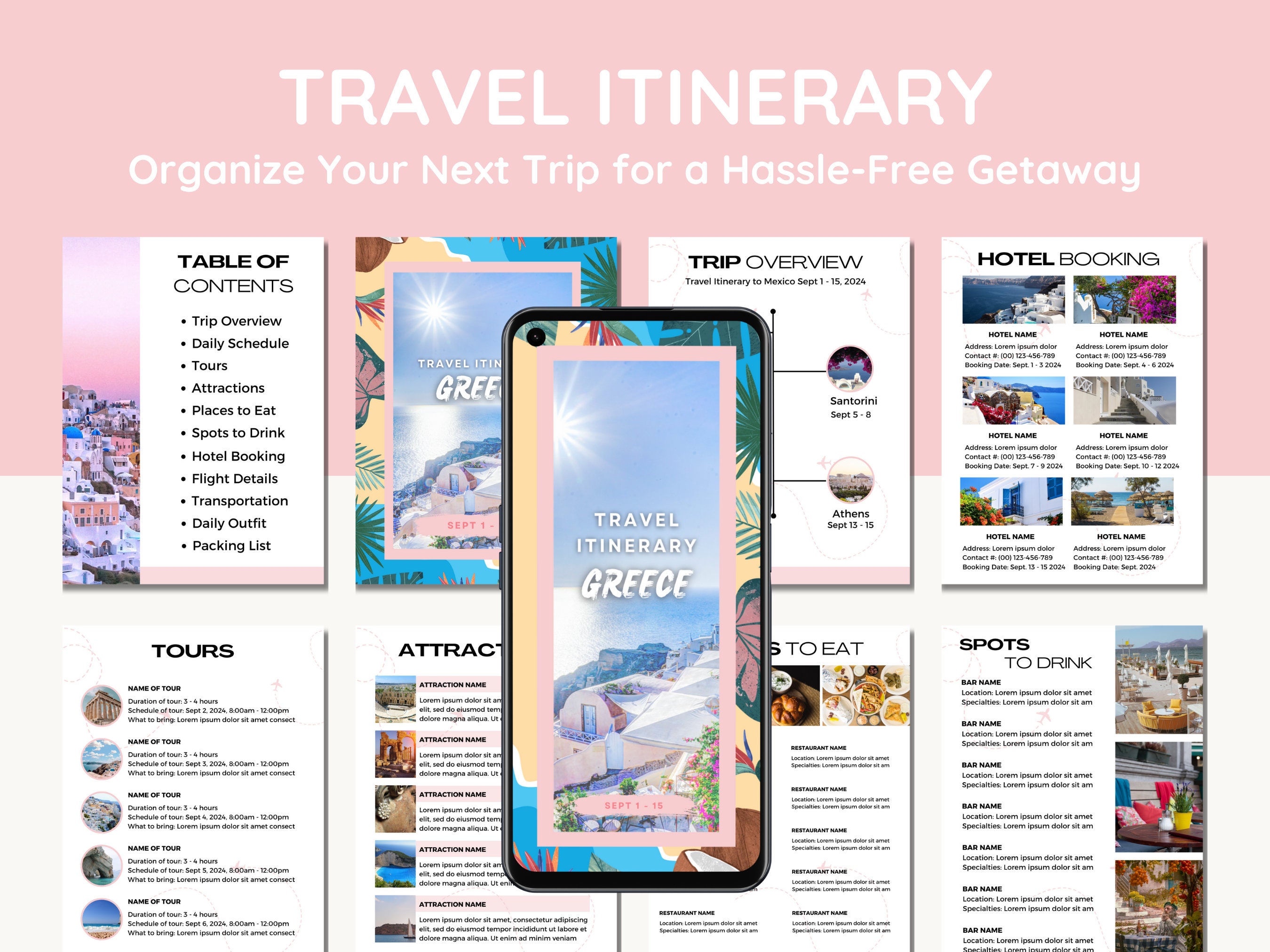 Travel Itinerary Template Family Trip Trip Planner Girls Trip Vacation ...