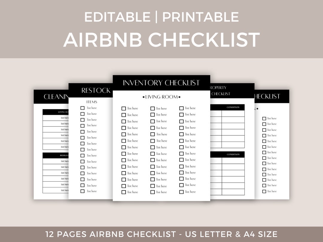 Airbnb Inventory Checklist | Editable Airbnb Canva Template | VRBO ...