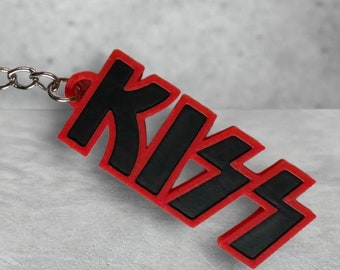 KISS Rock Band Guitar Pick Keychain Natural Wood Key Ring Ikons Album ...