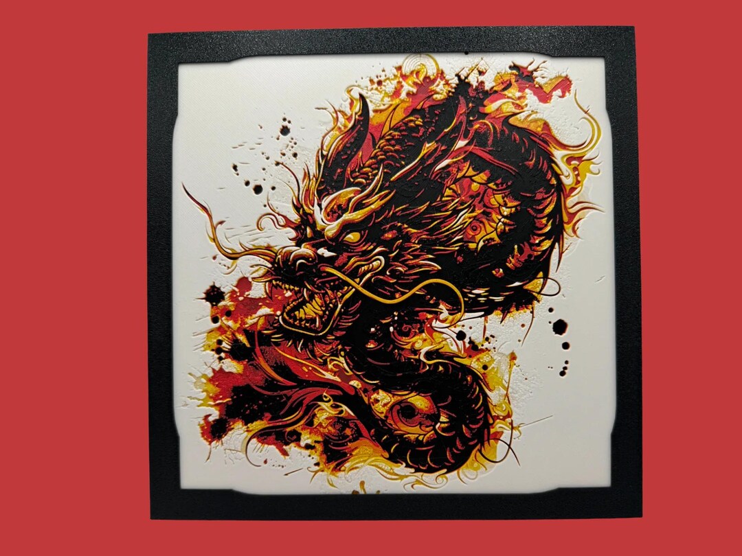 Fire Elemental Dragon Painting - 3D Printed - Etsy