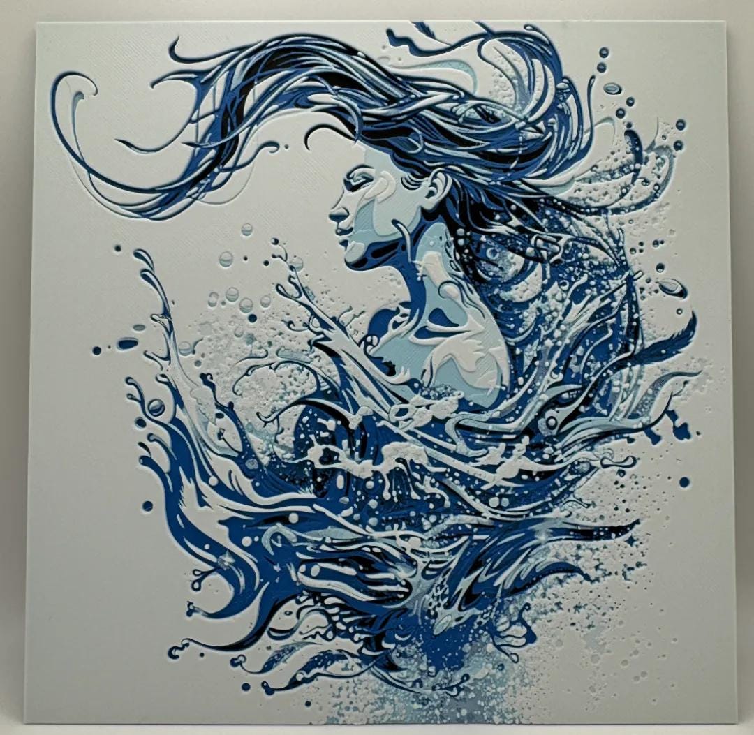 Water Elemental Painting - 3D Printed - Etsy