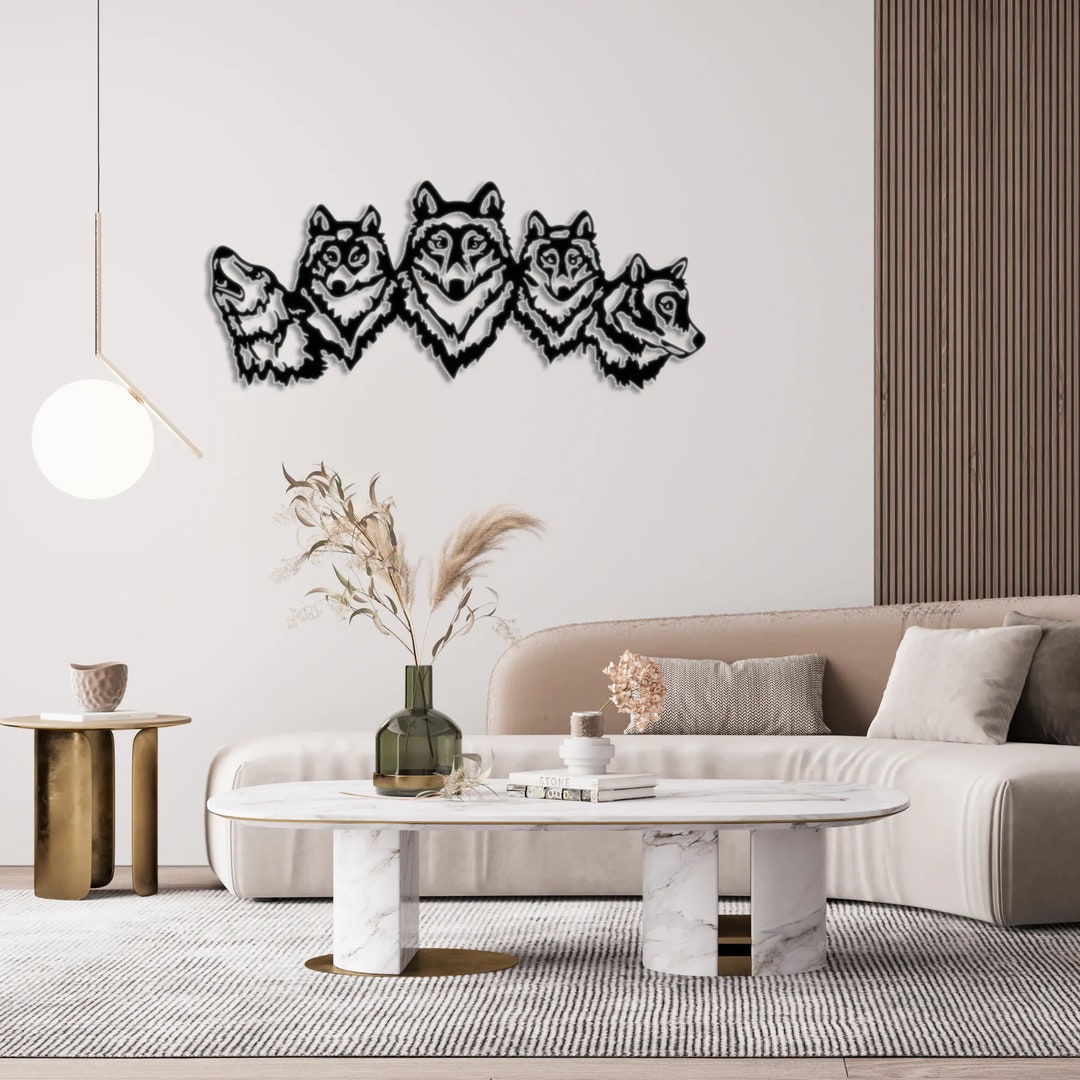 Wolves Metal Wall Art, Minimalist Home Art, Modern Wall Decor, Large ...