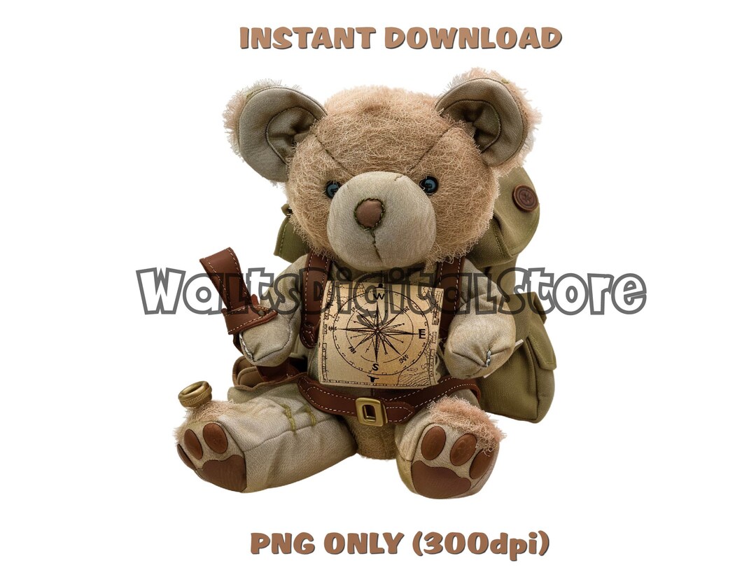 Explorer Teddy Bear Clipart, Treasure Hunter Teddy Bear PNG, Cute Art ...