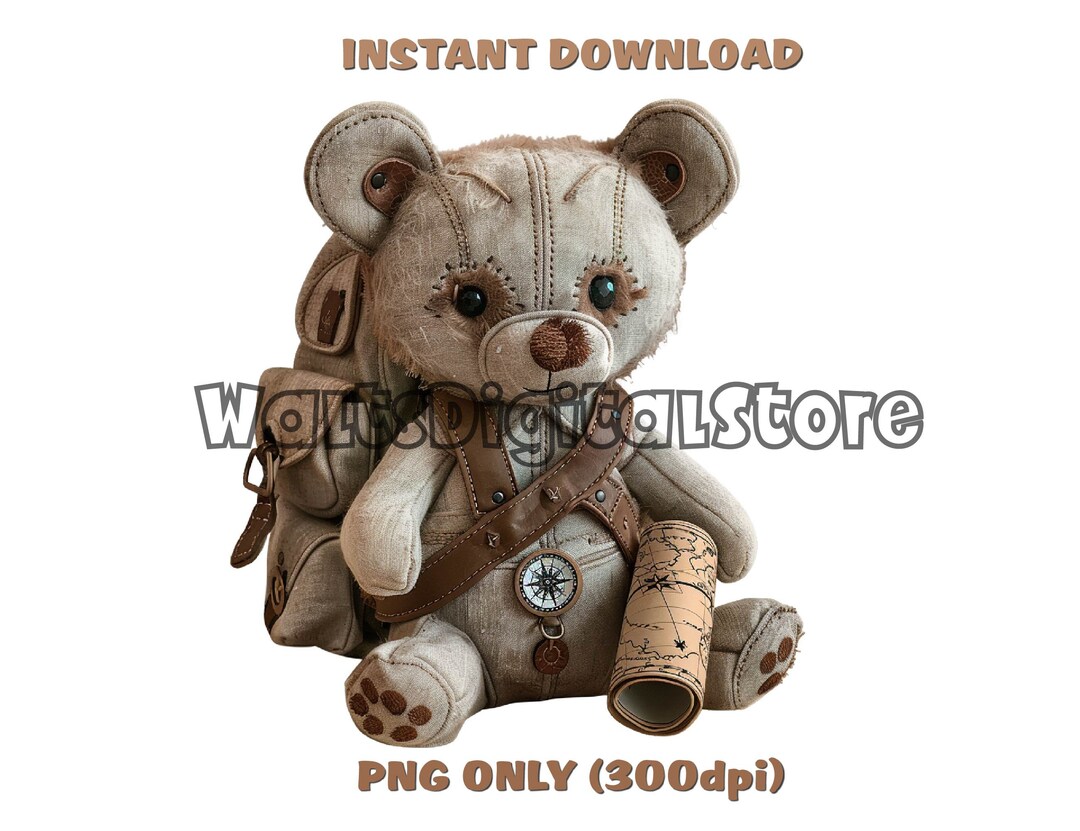Explorer Teddy Bear Clipart, Treasure Hunter Teddy Bear PNG, Cute Art ...