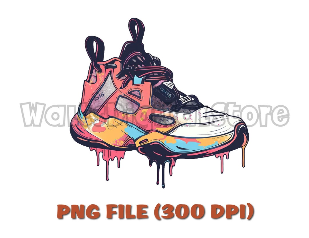 Retro Dripping Sneaker PNG Colorful Sneaker Clipart Softstyle Tshirt ...